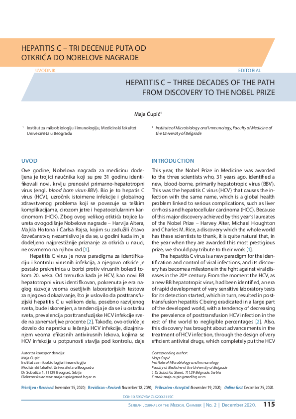 (PDF) Hepatitis C: Three decades of the path from discovery to the ...