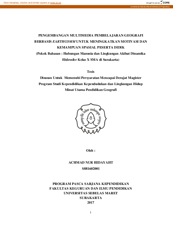 (PDF) Pengembangan multimedia pembelajaran geografi berbasis memory ...