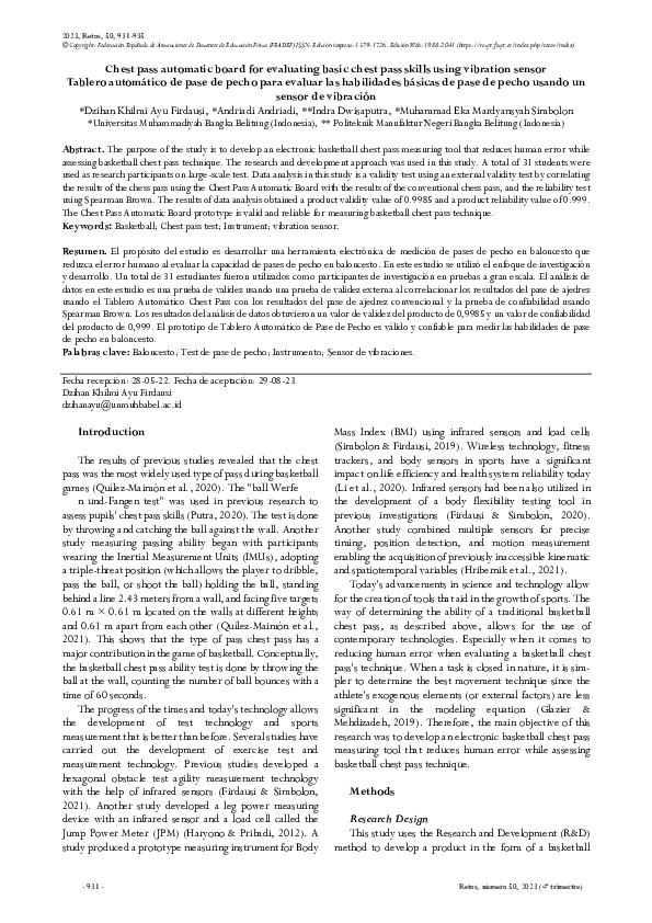 (PDF) Chest pass automatic board for evaluating basic chest pass skills ...