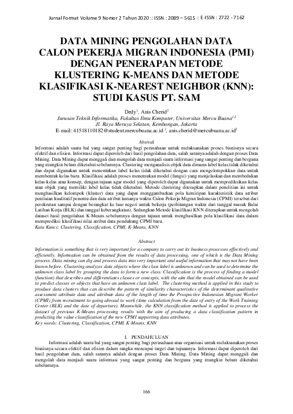 (PDF) Data Mining Pengolahan Data Calon Pekerja Migran Indonesia (PMI) dengan Penerapan Metode ...