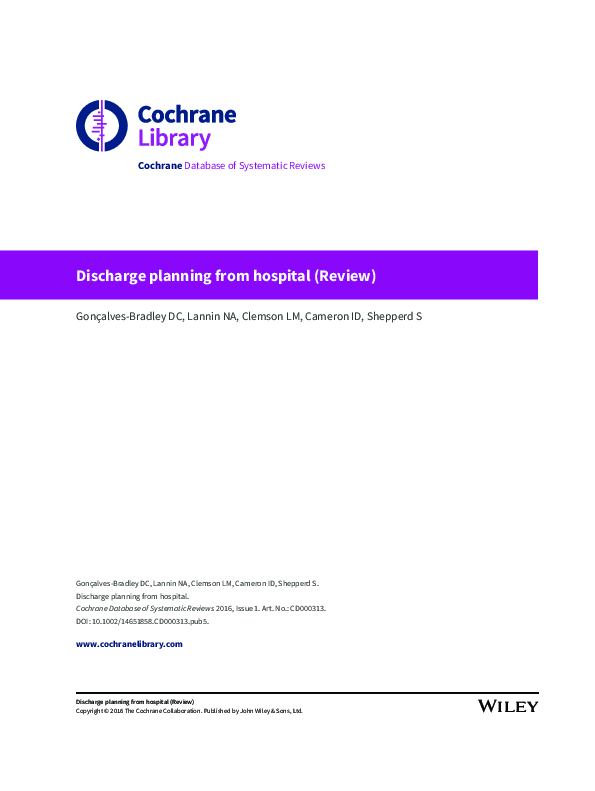 (PDF) Discharge planning from hospital