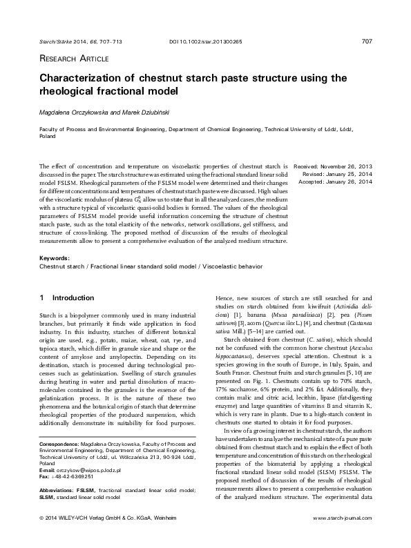 (PDF) Characterization of chestnut starch paste structure using the ...