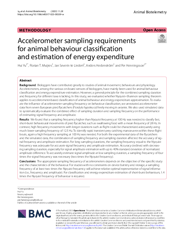 (PDF) Accelerometer sampling requirements for animal behaviour classification and estimation of ...