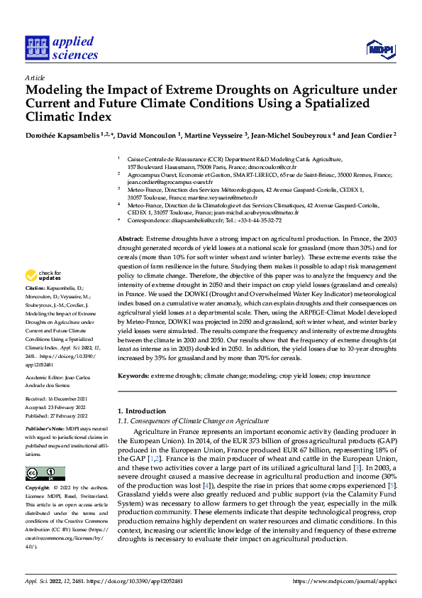 (PDF) Modeling the Impact of Extreme Droughts on Agriculture under ...
