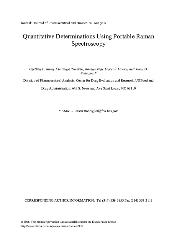 (PDF) Quantitative determinations using portable Raman spectroscopy