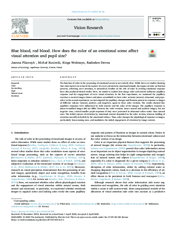 Blue blood, red blood. How does the color of an emotional scene affect ...