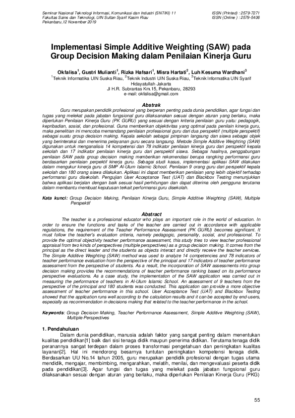 (PDF) Implementasi Simple Additive Weighting (SAW) pada Group Decision ...