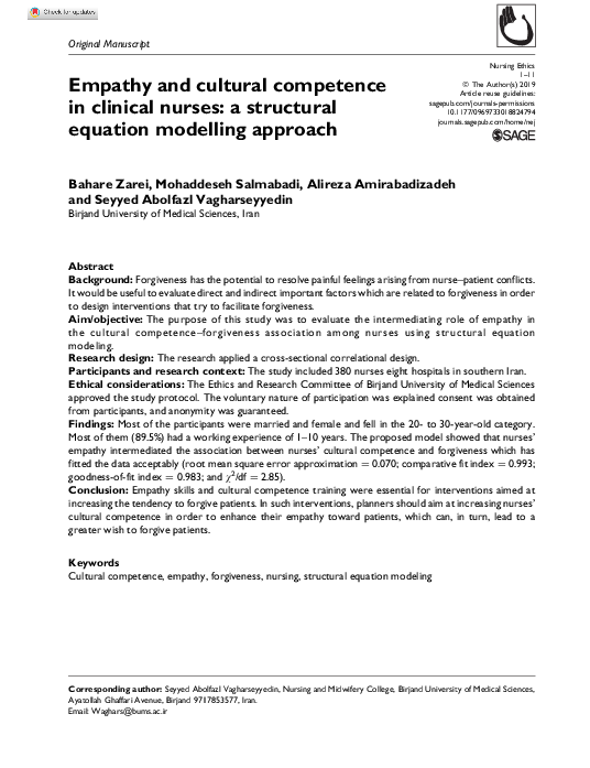 (PDF) Empathy and cultural competence in clinical nurses: A structural equation modelling approach