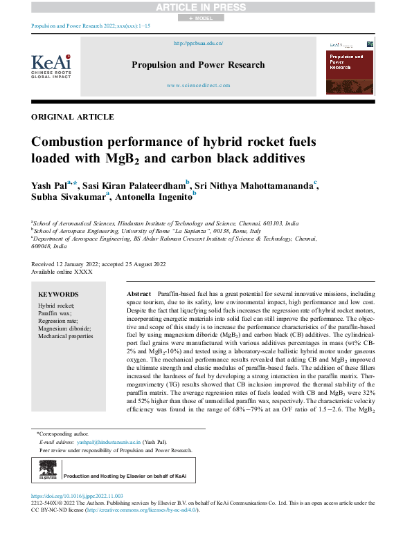 (PDF) Combustion performance of hybrid rocket fuels loaded with MgB2 ...