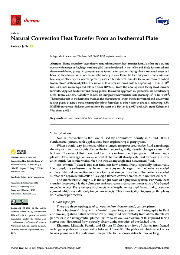 (PDF) Natural convection heat transfer from isothermal horizontal ...