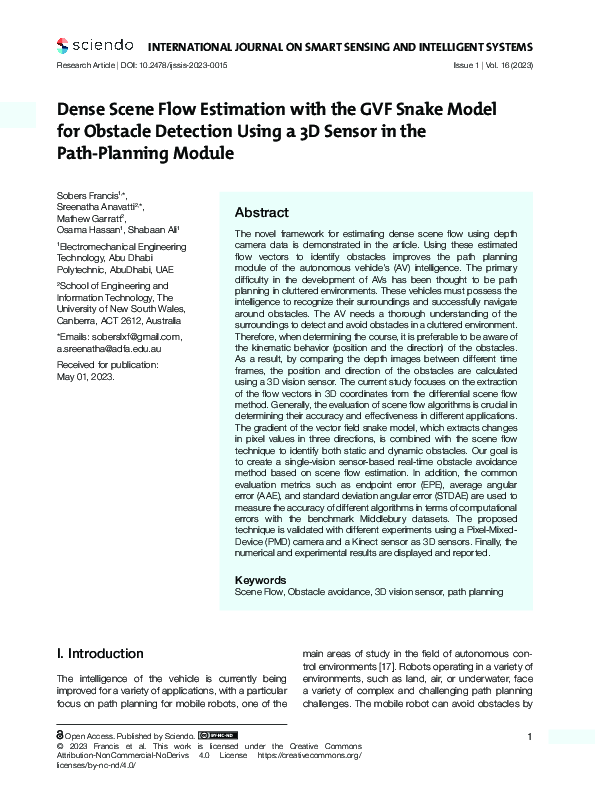 (PDF) Dense Scene Flow Estimation with the GVF Snake Model for Obstacle Detection Using a 3D ...