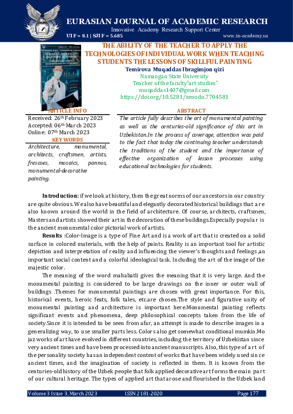 (PDF) EURASIAN JOURNAL OF ACADEMIC RESEARCH