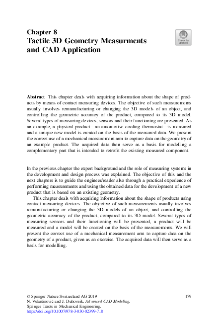 Pdf Tactile 3d Geometry Measurments And Cad Application