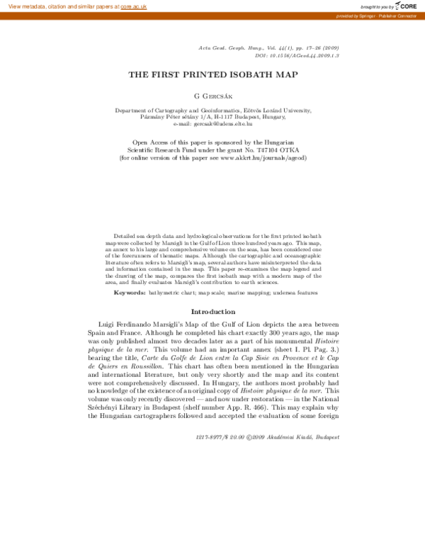 (PDF) The first printed isobath map