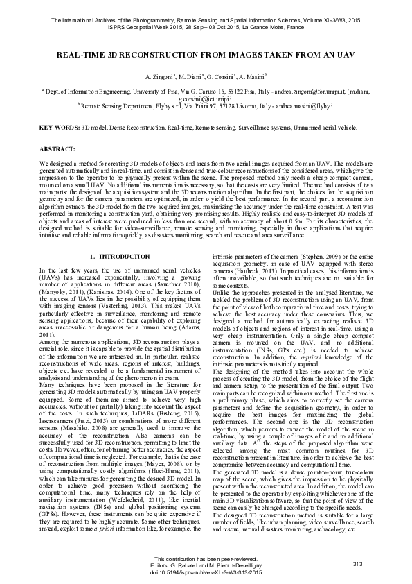 Pdf Real Time 3d Reconstruction From Images Taken From An Uav Andrea Zingoni