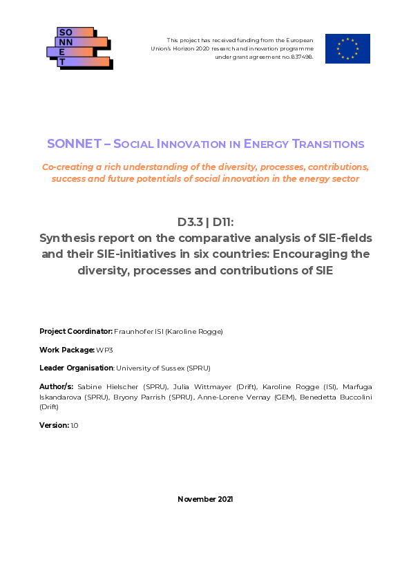 (PDF) Synthesis report on the comparative analysis of SIE-fields and ...