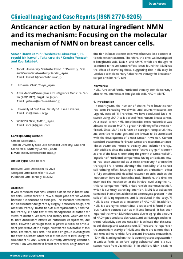 (PDF) Anticancer action by natural ingredient NMN and its mechanism ...