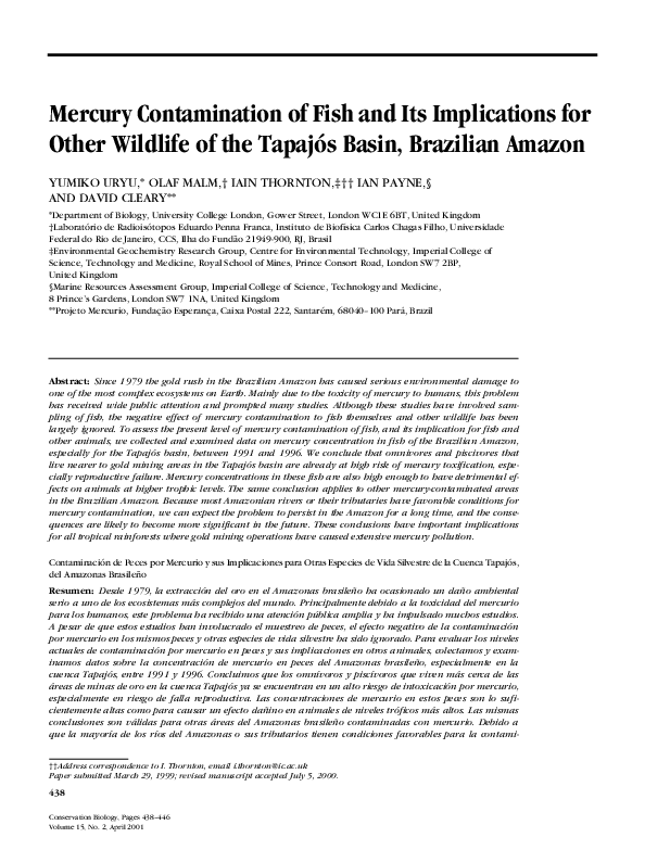 (PDF) Mercury Contamination of Fish and Its Implications for Other ...