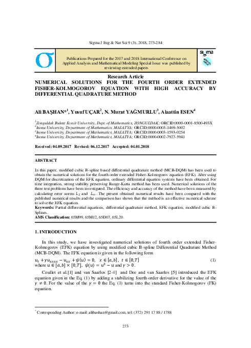 (PDF) Numerical solutions for the fourth order extended fisher-kolmogorov equation with high ...