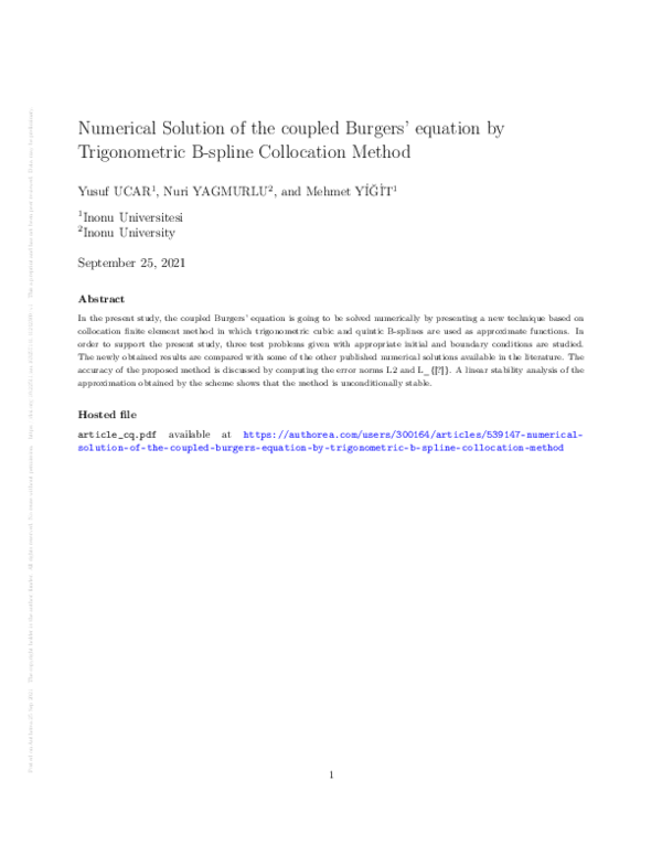 (PDF) Numerical solution of the coupled Burgers equation by ...