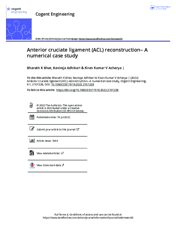(PDF) Anterior cruciate ligament (ACL) reconstruction-A numerical case ...