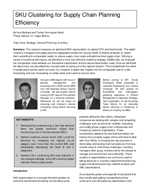 (PDF) SKU clustering for supply chain planning efficiency