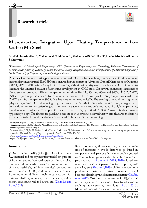Pdf Microstructure Integration Upon Heating Temperatures In Low Carbon Mn Steel