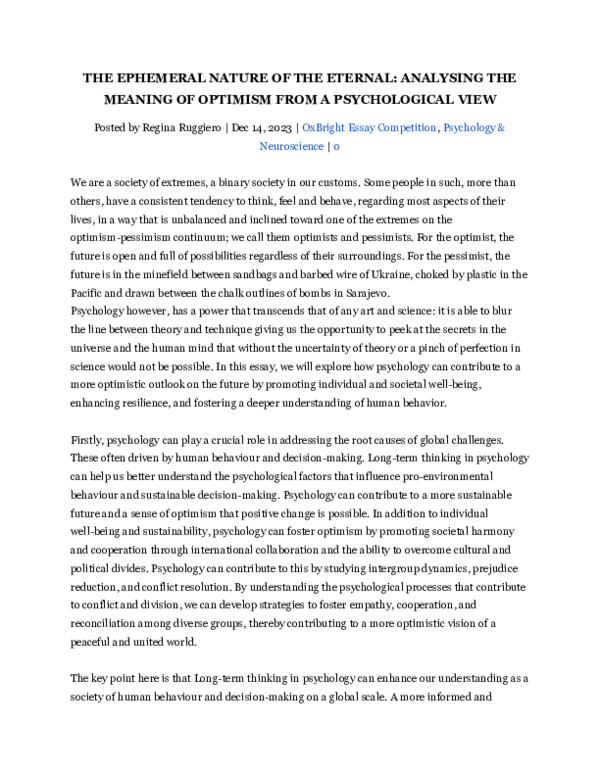 (PDF) The Ephemeral Nature of the Eternal: Analysing the Meaning of ...