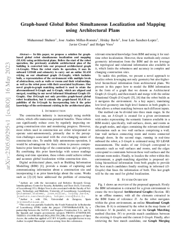 (PDF) Graph-based Global Robot Simultaneous Localization and Mapping using Architectural Plans