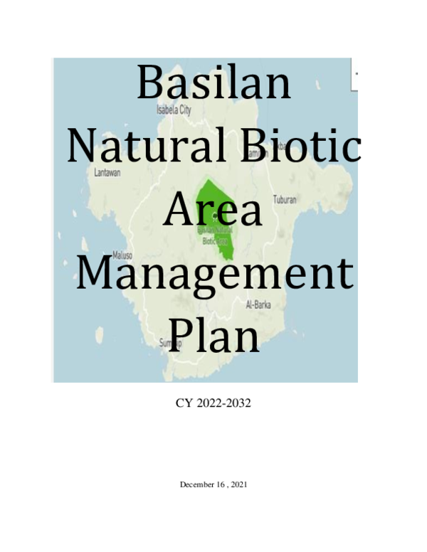 (PDF) Basilan Natural Biotic Area Management Plan 2022-2032