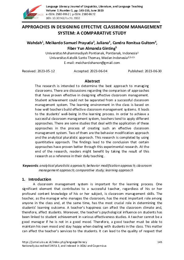 (PDF) Approaches in Designing Effective Classroom Management System: A Comparative Study ...