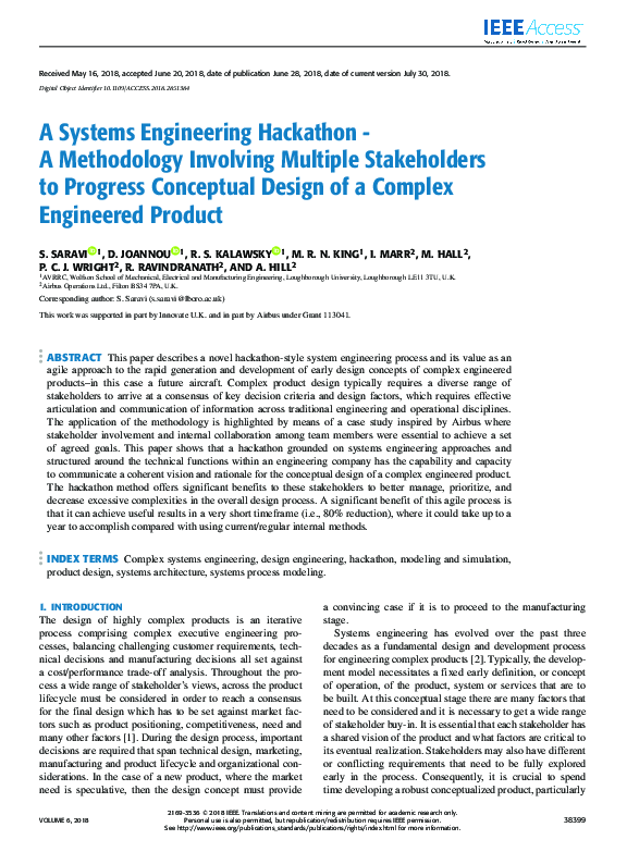 (PDF) A Systems Engineering Hackathon – A Methodology Involving ...