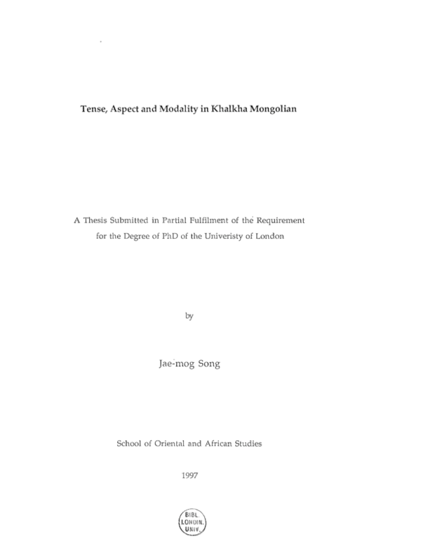 (PDF) Tense, aspect and modality in Khalkha Mongolian