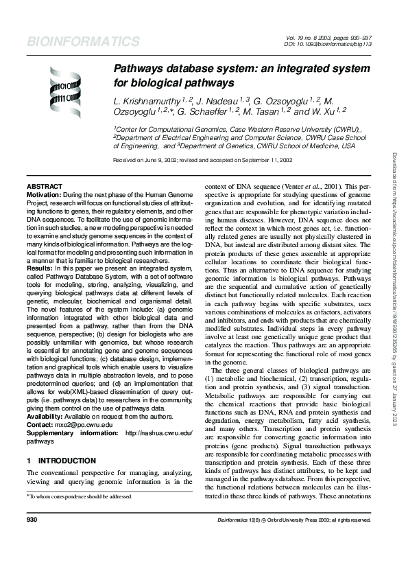 (PDF) Pathways database system: an integrated system for biological ...