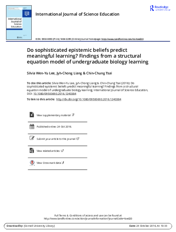 (PDF) Do sophisticated epistemic beliefs predict meaningful learning ...