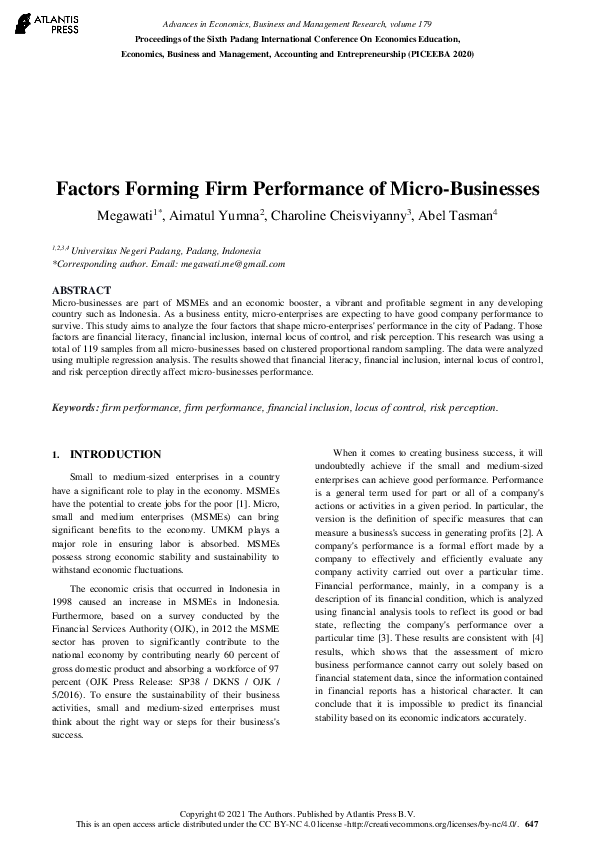 (PDF) Factors Forming Firm Performance of Micro-Businesses