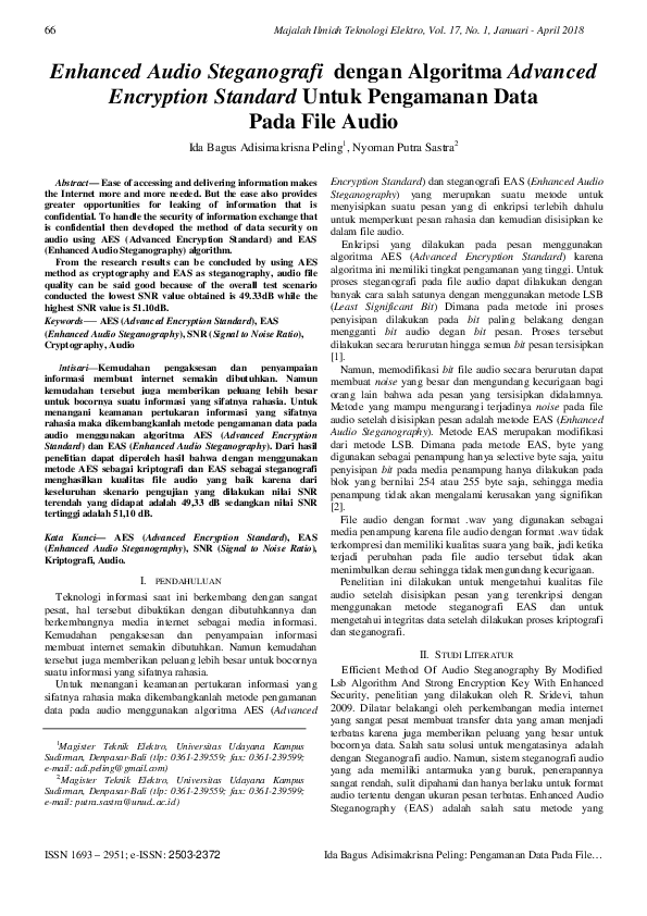 (PDF) Enhanced Audio Steganografi dengan Algoritma Advanced Encryption ...