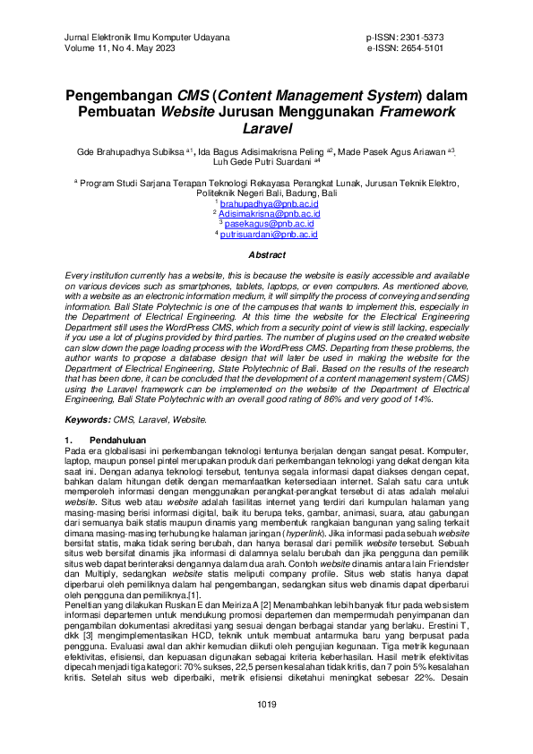 (PDF) Pengembangan CMS (Content Management System) dalam Pembuatan Website Jurusan Menggunakan ...