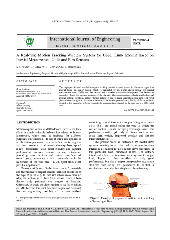 Pdf A Real Time Motion Tracking Wireless System For Upper Limb