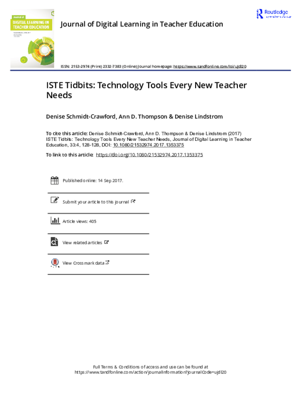 (PDF) ISTE Tidbits: Technology Tools Every New Teacher Needs