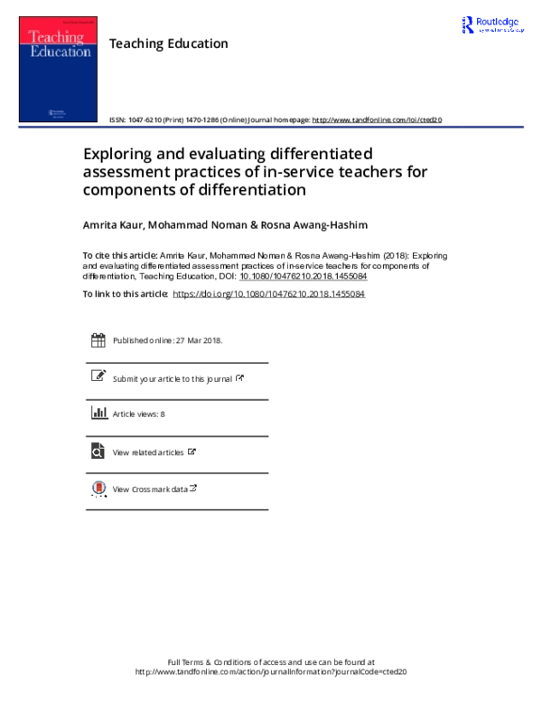 (PDF) Exploring and evaluating differentiated assessment practices of ...