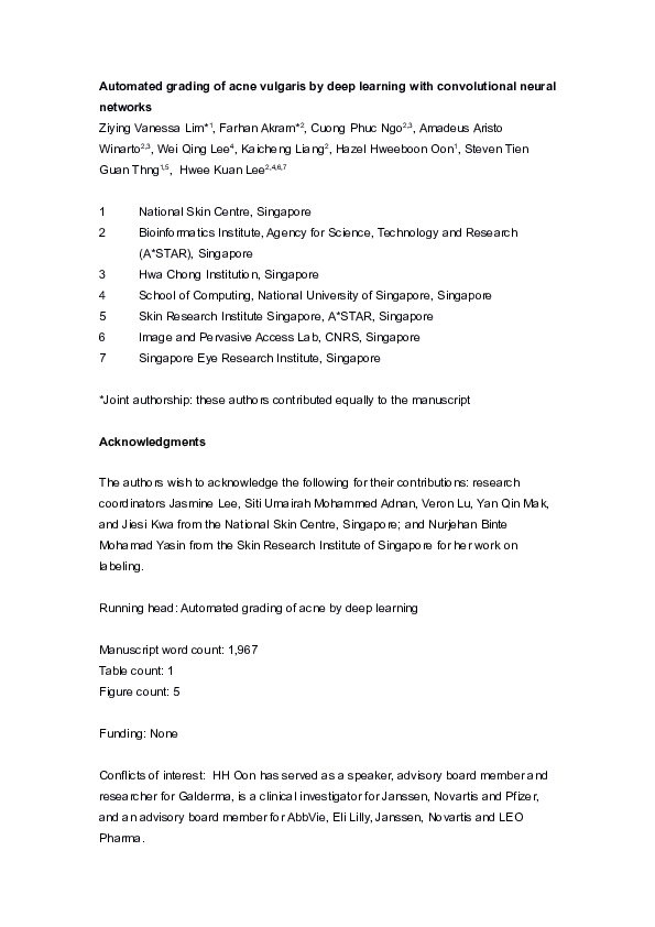 (PDF) Automated grading of acne vulgaris by deep learning with ...