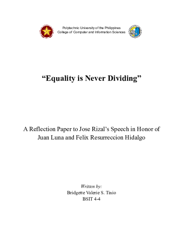 (PDF) Activity 3 Rizal's Brindis Speech: A Reflective Essay