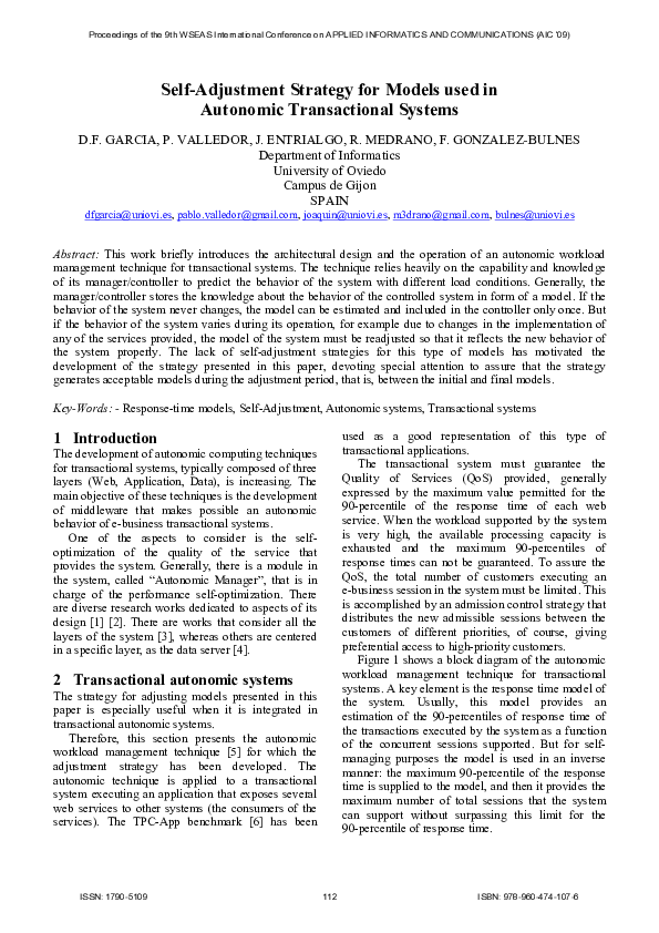 (PDF) Self-adjustment strategy for models used in autonomic ...