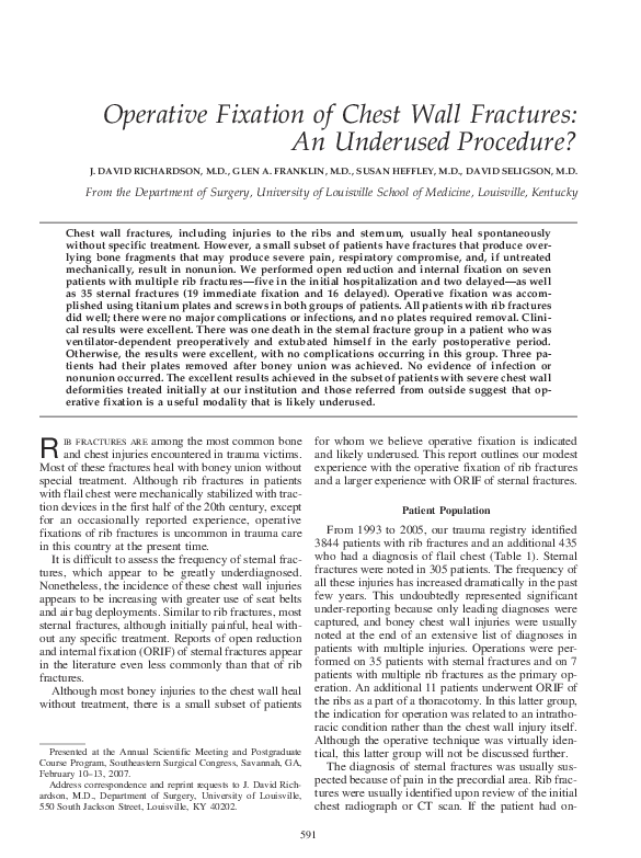 (PDF) Operative Fixation of Chest Wall Fractures: An Underused Procedure?