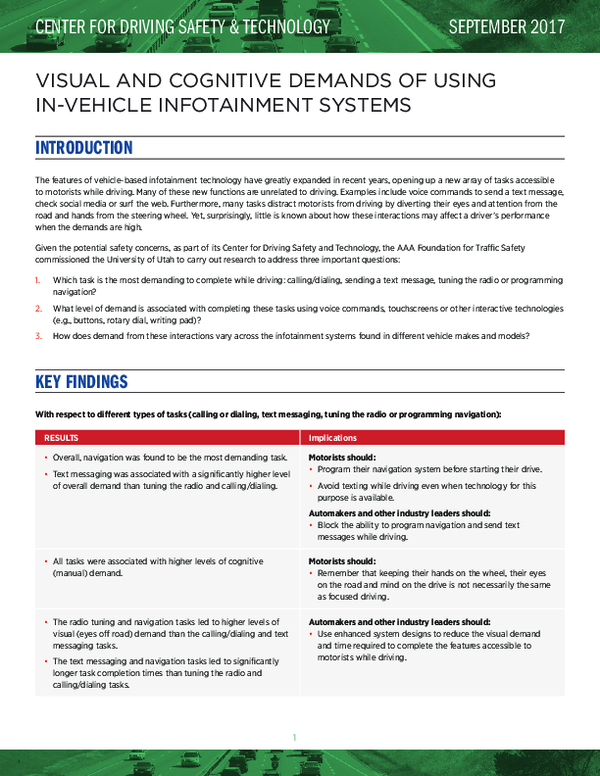 (PDF) Visual and Cognitive Demands of Using In-Vehicle Infotainment Systems