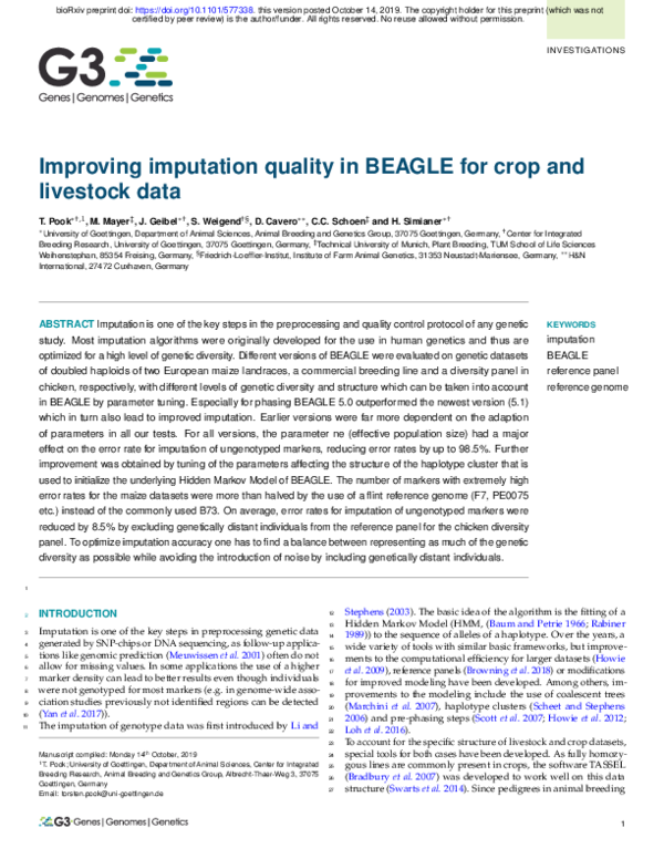 (PDF) Improving imputation quality in BEAGLE for crop and livestock data