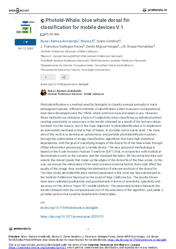 (PDF) PhotoId-Whale: blue whale dorsal fin classification for mobile ...