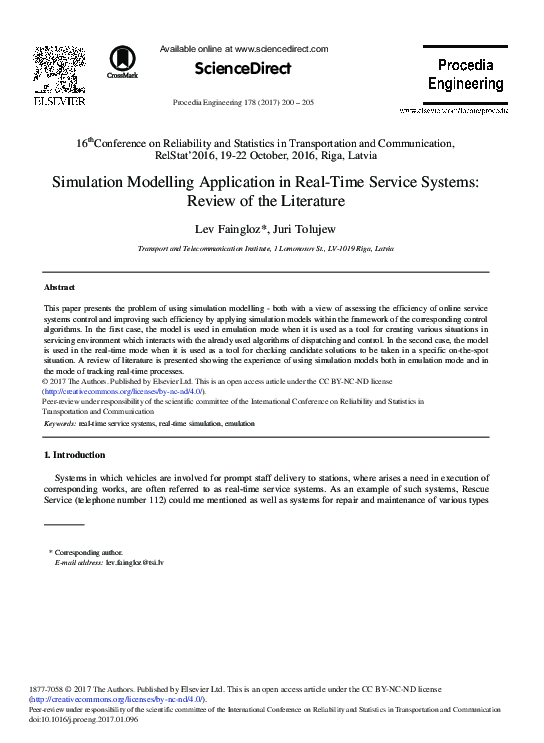 Pdf Simulation Modelling Application In Real Time Service Systems