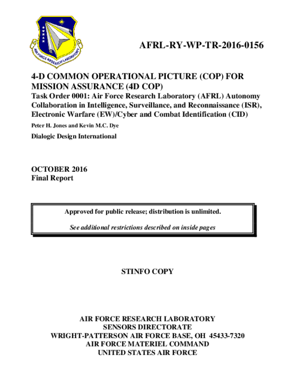 (PDF) 4-D COMMON OPERATIONAL PICTURE (COP) FOR MISSION ASSURANCE (4D ...